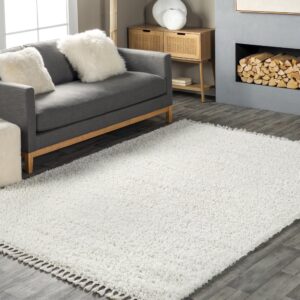 nuLOOM Neva Modern Tasseled Shag Area Rug, 8x11, Ivory