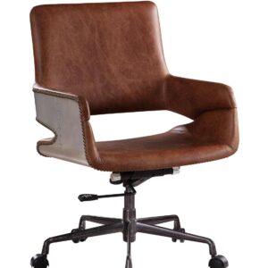 Acme Kamau Leather Upholstered Swivel Office Chair in Vintage Cocoa