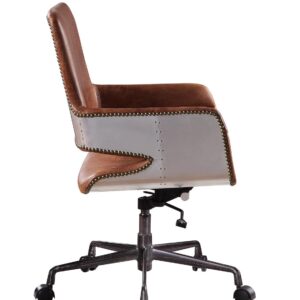 Acme Kamau Leather Upholstered Swivel Office Chair in Vintage Cocoa