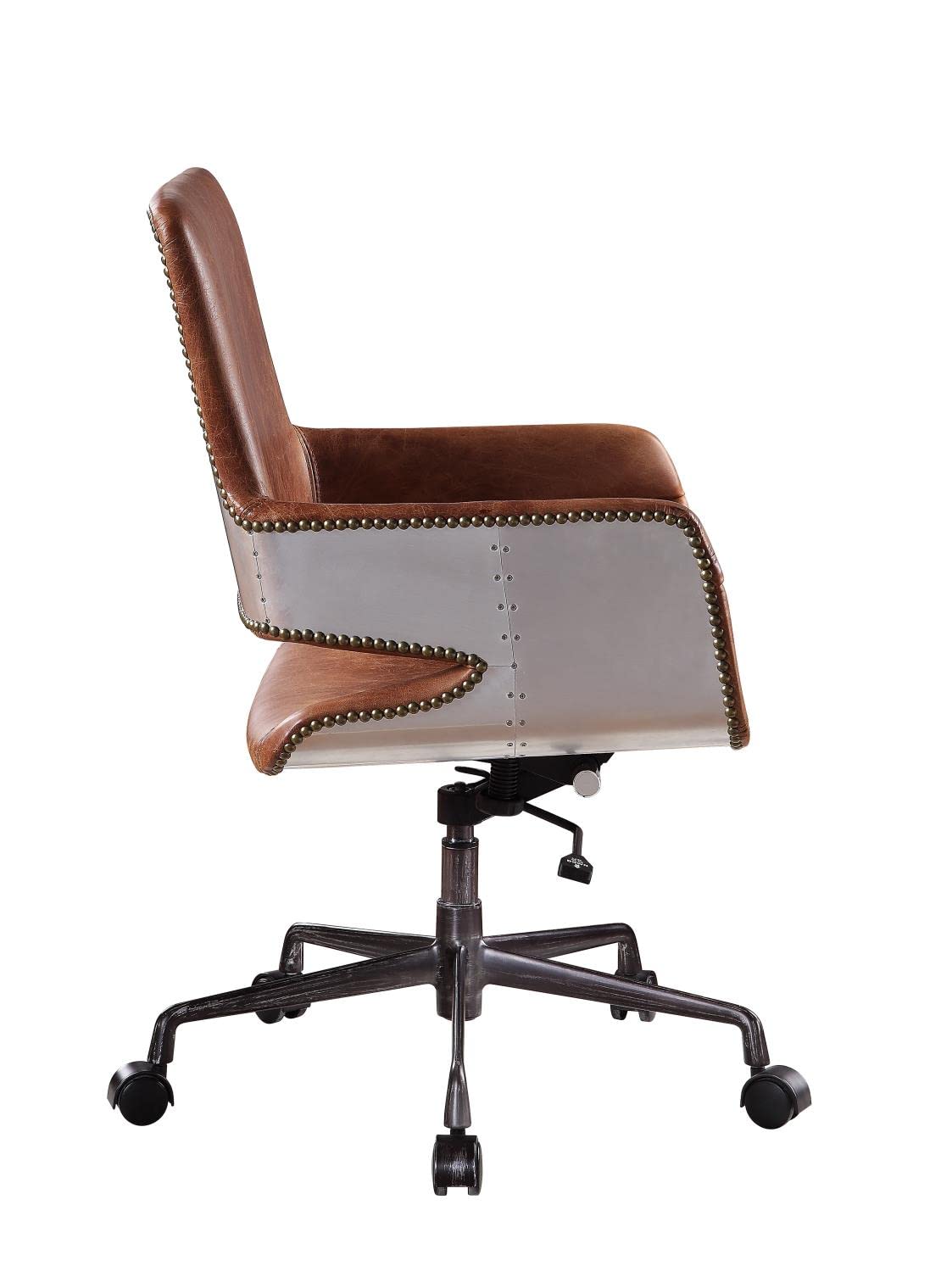 Acme Kamau Leather Upholstered Swivel Office Chair in Vintage Cocoa