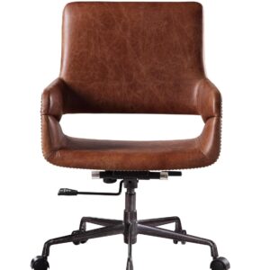 Acme Kamau Leather Upholstered Swivel Office Chair in Vintage Cocoa