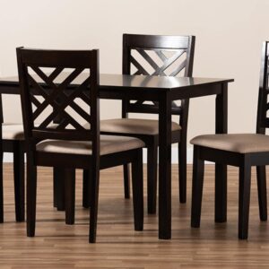 Baxton Studio Caron Modern and Contemporary Sand Fabric Upholstered Espresso Brown Finished Wood 5-Piece Dining Set