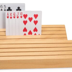 Yellow Mountain Imports Extra-Wide Solid Beechwood Playing Card Holders - Set of 2