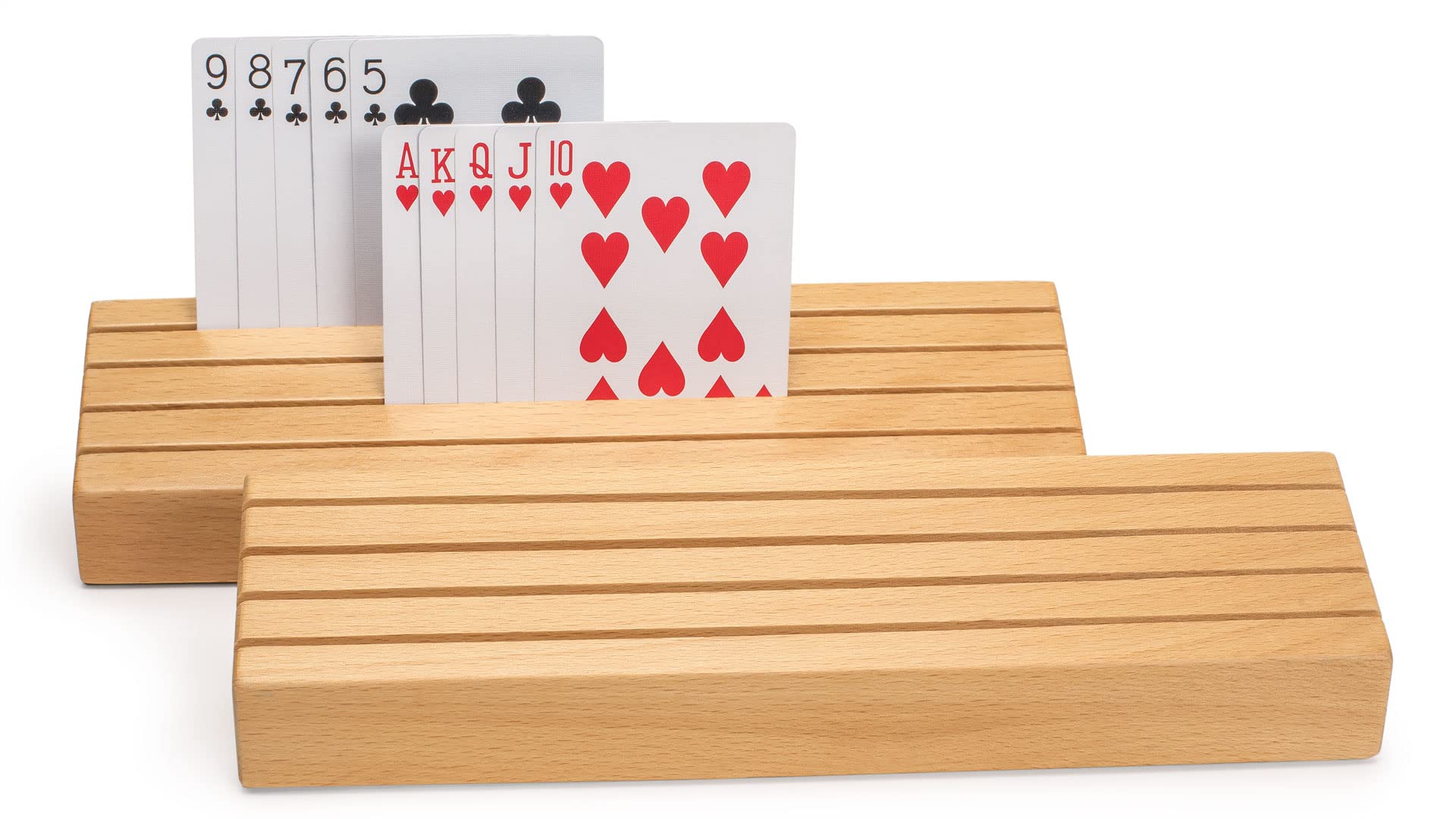 Yellow Mountain Imports Extra-Wide Solid Beechwood Playing Card Holders - Set of 2