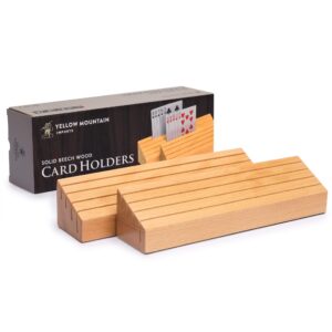 Yellow Mountain Imports Extra-Wide Solid Beechwood Playing Card Holders - Set of 2