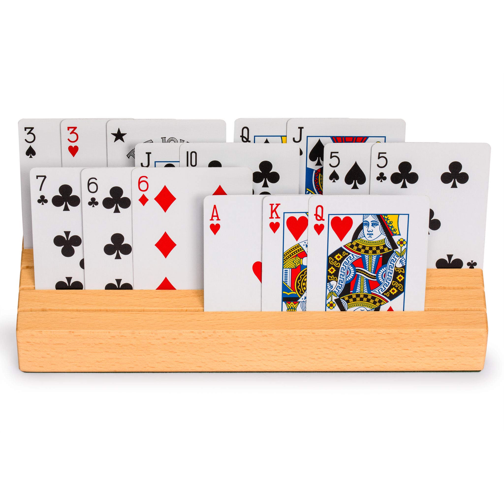 Yellow Mountain Imports Extra-Wide Solid Beechwood Playing Card Holders - Set of 2