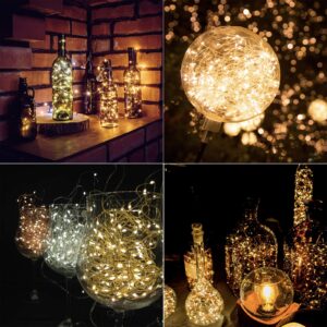 SSFQ Fairy Lights, 66ft 200 Led Outdoor String Lights, Waterproof Battery Operated Copper 8 Lighting Modes, Chirstmas Party Bedroom Garden(Warm White)