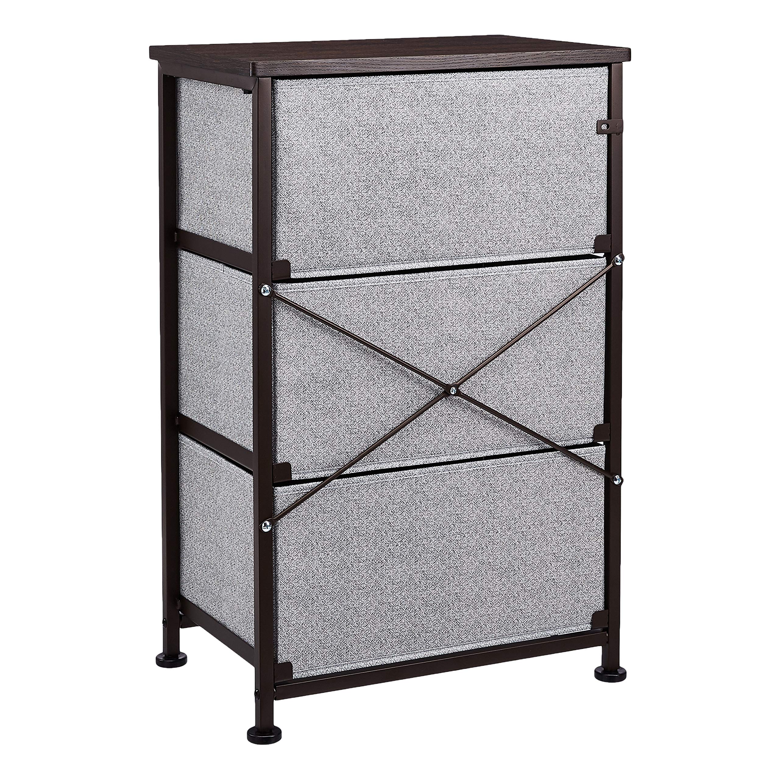 Amazon Basics Fabric 3-Drawer Storage Organizer Unit for Closet, Bronze