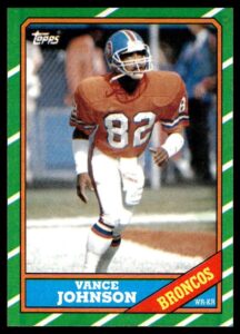 1986 topps #116 vance johnson broncos nfl football card (rc - rookie card) nm-mt