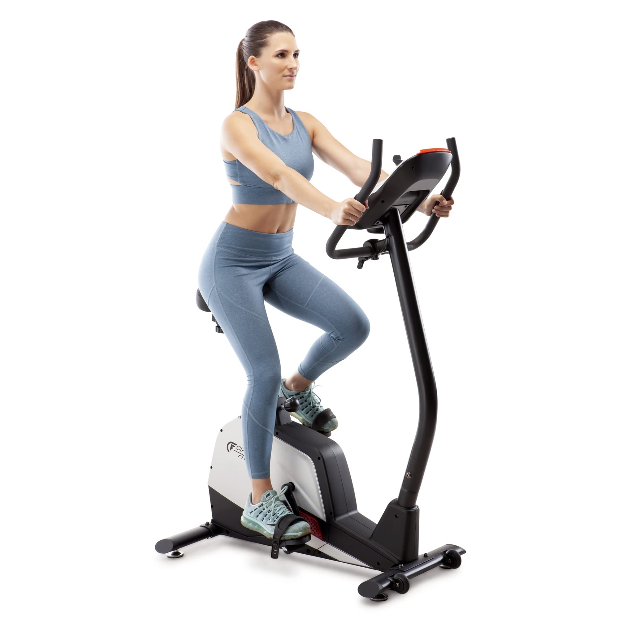 CIRCUIT FITNESS Circuit Fitness Magnetic Upright Exercise Bike with 15 Workout Presets, 300 lbs Capacity AMZ-594U