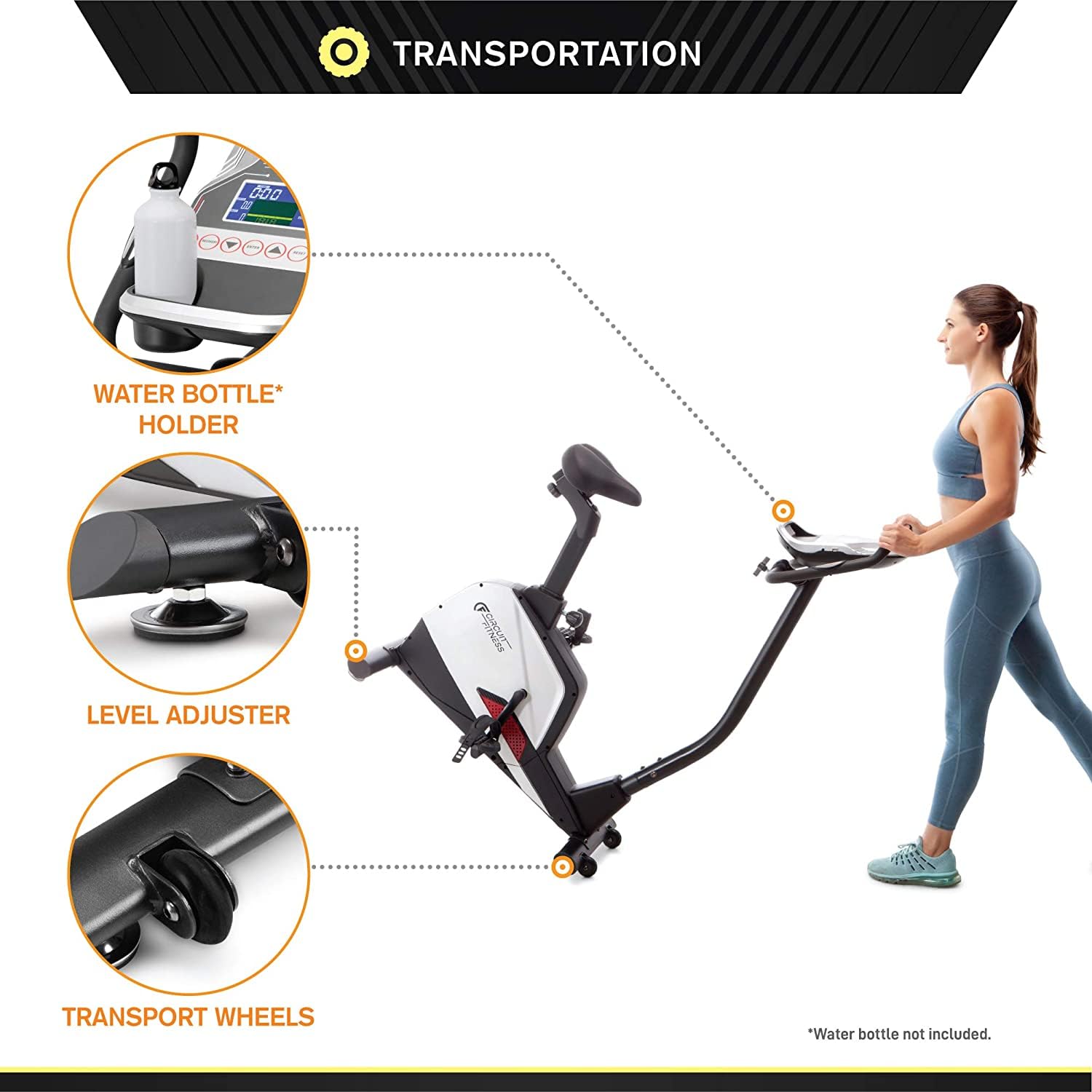 CIRCUIT FITNESS Circuit Fitness Magnetic Upright Exercise Bike with 15 Workout Presets, 300 lbs Capacity AMZ-594U