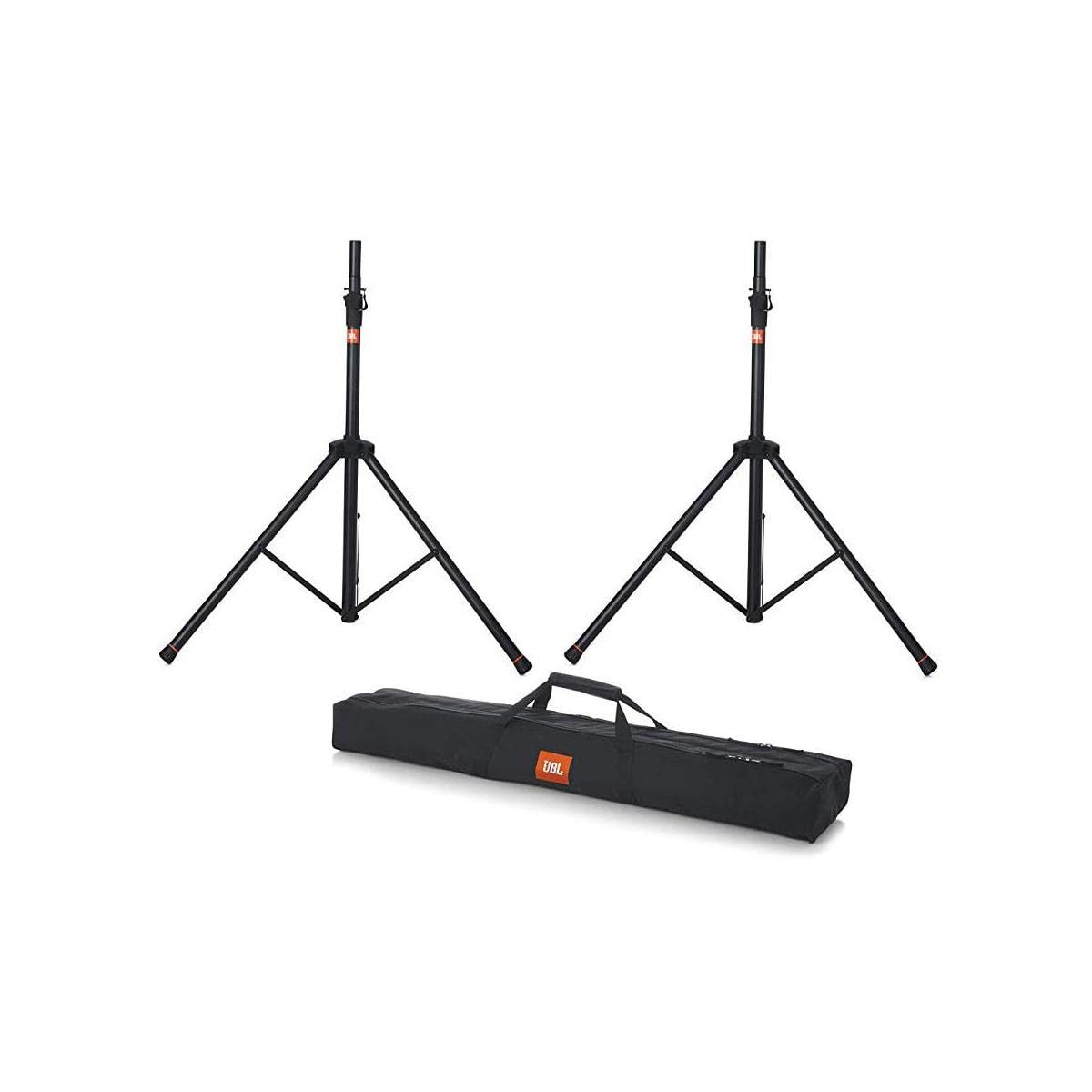 JBL Bags Standard Speaker Stand Set with Adjustable Height and Dual Diameter Pole; Includes (2) Speaker Stands and Carry Bag (JBLSPKSTMASET), Black