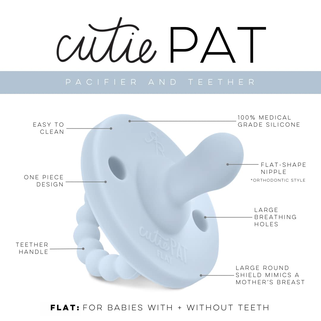 Ryan & Rose Cutie PAT Pacifier Teether (Flat, Blue)