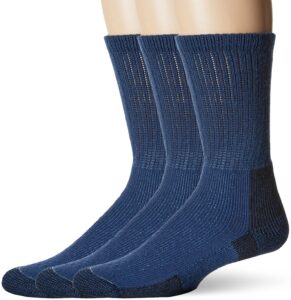 thorlos kx max cushion hiking crew socks, dark blue (3 pairs), x-large