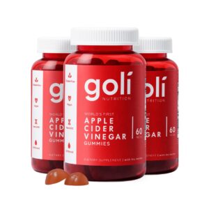 goli apple cider vinegar gummy vitamins - 180 count - vitamins b9 & b12, gelatin-free, gluten-free, vegan & non-gmo