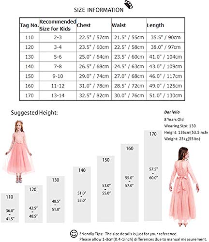 Toddler Girl's Embroidery Tulle Lace Maxi Flower Girl Wedding Bridesmaid Dress 3/4 Sleeve Long A Line Pageant Formal Prom Dance Evening Gowns Casual Holiday Party Dress Bean Pink 3-4