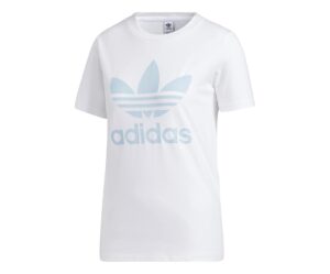 adidas originals women's trefoil tee white/clear sky small