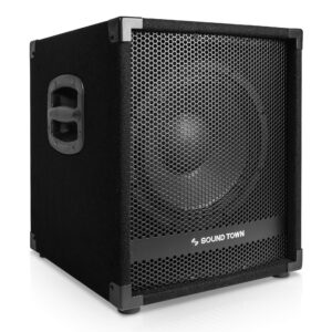 sound town metis series 1400 watts 12” powered pa dj subwoofer with class-d amplifiers, 3” voice coil (metis-12spw)