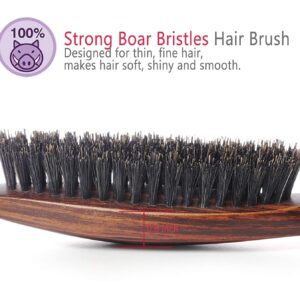 PERFEHAIR 100% Wild Natural Boar Bristle Hair Brush With Wooden Handle for Men and Women's Thin, Fine Hair