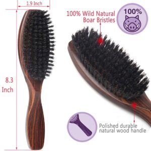 PERFEHAIR 100% Wild Natural Boar Bristle Hair Brush With Wooden Handle for Men and Women's Thin, Fine Hair