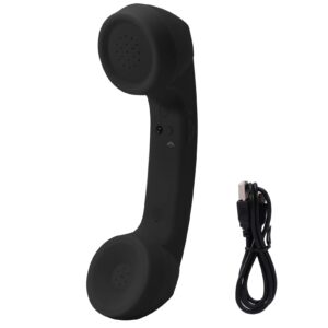 retro cordless telephone handset, classic vintage radiation proof wireless bluetooth telephone handset receivers headphones, usb rechargeable (black)