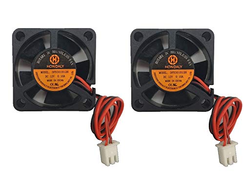 30mm 3010 30x30x10mm 1.2in. fan 12V DC Brushless Long Life Dual Ball Bearing Cooling Fan for 3D Printer,Computer or Other Small Appliances Series Repair Replacement 2Pin UL Certified (2packs 10000RPM)