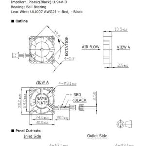 30mm 3010 30x30x10mm 1.2in. fan 12V DC Brushless Long Life Dual Ball Bearing Cooling Fan for 3D Printer,Computer or Other Small Appliances Series Repair Replacement 2Pin UL Certified (2packs 10000RPM)