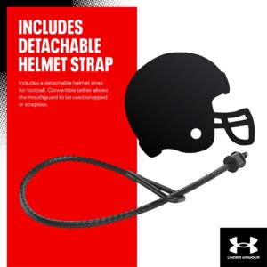 Under Armour Sport Mouth Guard Sports for Football, Lacrosse, Basketball, Hockey, Boxing, MMA, Jiu Jitsu, Includes Detachable Helmet Strap, Youth & Adult. Protectar Bucal Black