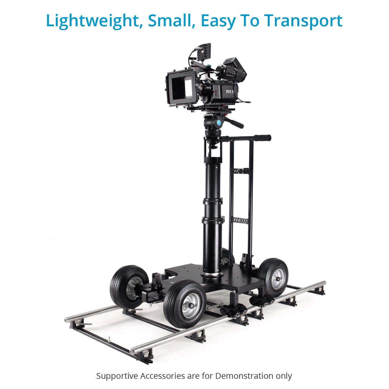 PROAIM Spin Lightweight Doorway Platform Dolly for Heavy Camera/Jib Setup. 4-Wheel & 2-Wheel Steering Modes. Steering Bar Tilt -270°. Payload up to 300kg / 661lb. (DL-SPIN-01)