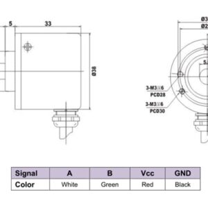 Incremental Rotary Encoder 600 PPR A B 90° Phase 5V-Voltage Output 6mm Solid Shaft