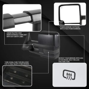 Autozensation Compatible with GMC C/K 1988-1998, 92-99 Yukon Suburban, Led Smoke Signal Power + Heated Towing Side Mirrors