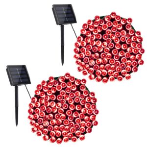 toodour solar string lights, 2 packs 72ft 200 led 8 modes outdoor string lights, waterproof solar fairy lights for garden, patio, fence, holiday, party, balcony decorations (purple)