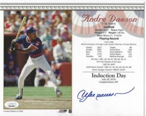 autographed andre dawson 8x10 chicago cubs hof induction photo card jsa