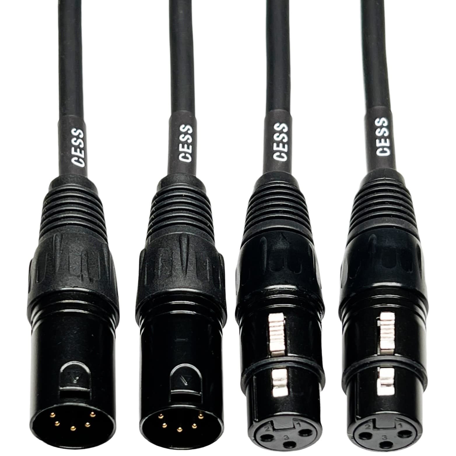 CNCESS CESS-017 XLR5M to XLR3F, 3 Pin XLR Female to 5 Pin XLR Male Audio Cable for Microphone, 2 Pack