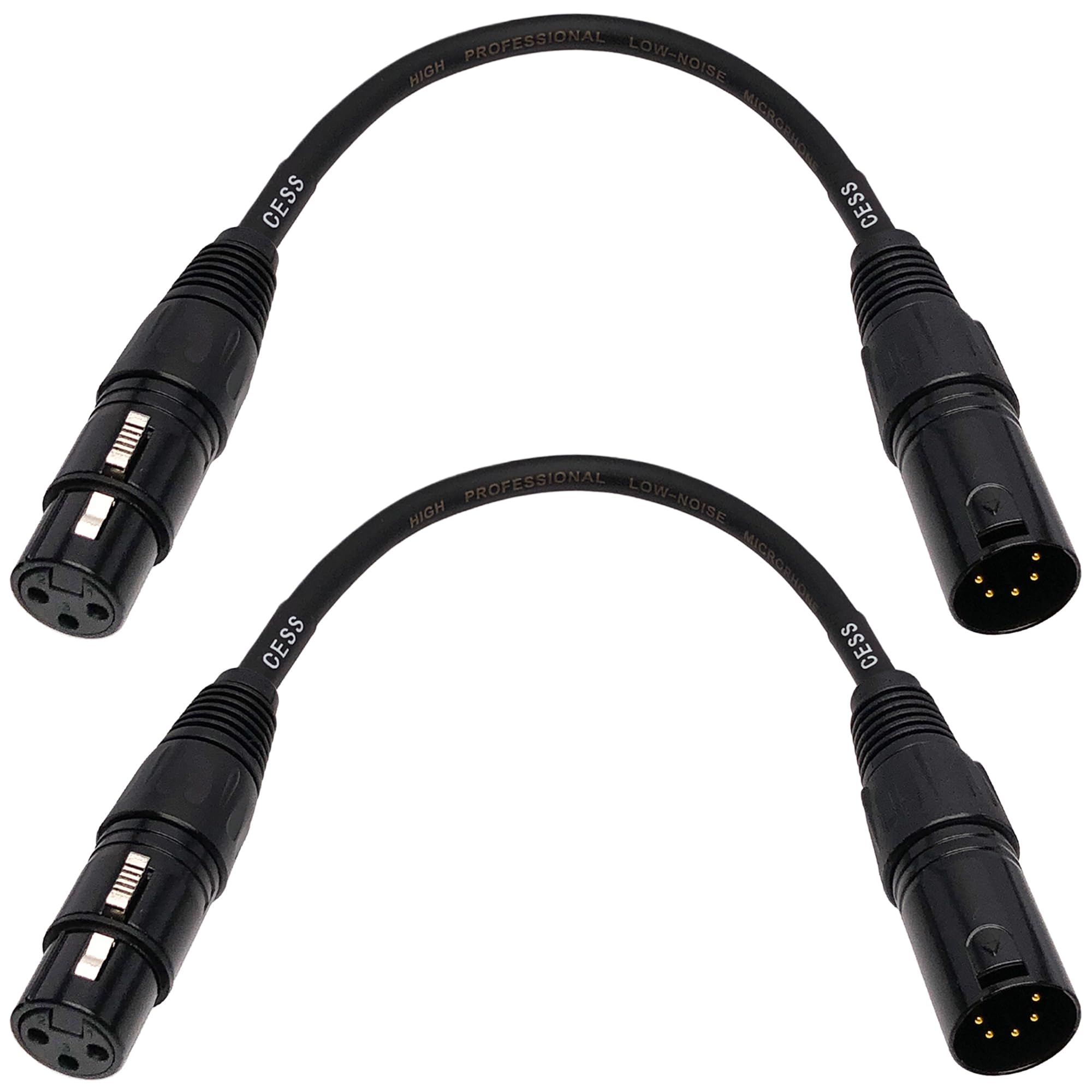 CNCESS CESS-017 XLR5M to XLR3F, 3 Pin XLR Female to 5 Pin XLR Male Audio Cable for Microphone, 2 Pack