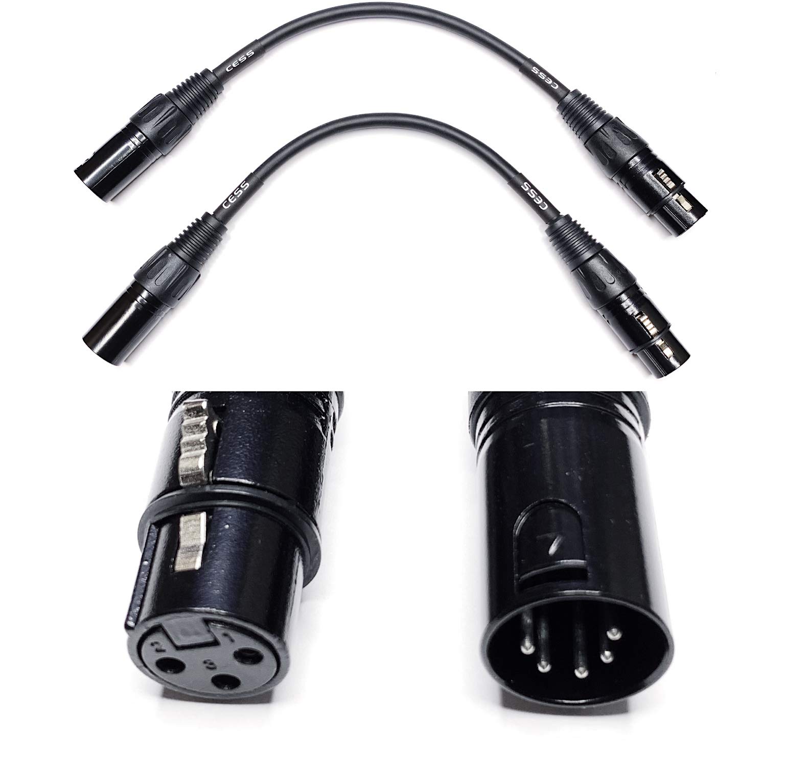 CNCESS CESS-017 XLR5M to XLR3F, 3 Pin XLR Female to 5 Pin XLR Male Audio Cable for Microphone, 2 Pack