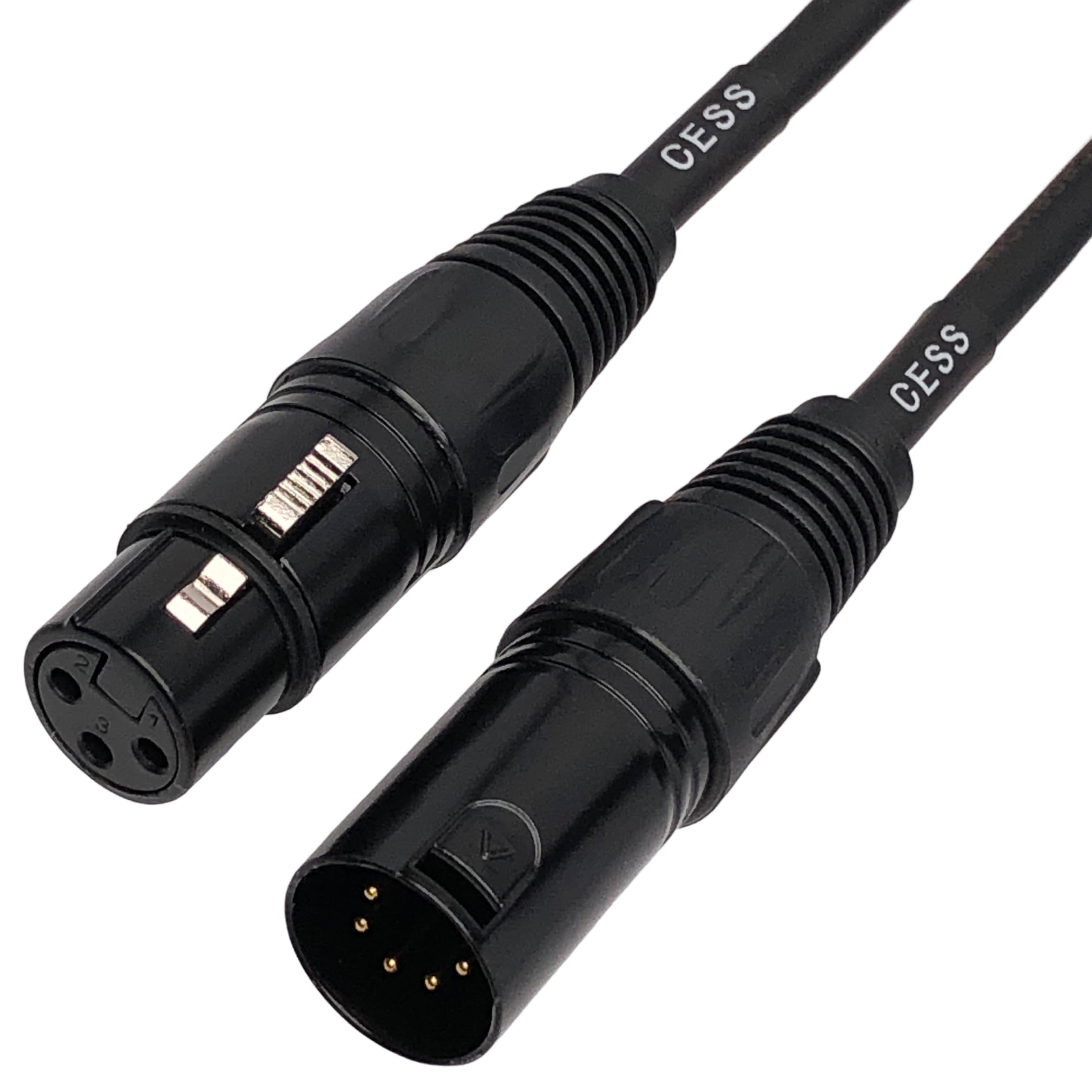 CNCESS CESS-017 XLR5M to XLR3F, 3 Pin XLR Female to 5 Pin XLR Male Audio Cable for Microphone, 2 Pack