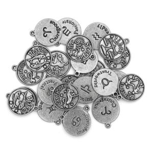 cousin diy zodiac charm set for jewelry making, 24 count, silver