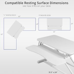 VIVO 32 inch Desk Converter, K Series, Height Adjustable Sit to Stand Riser, Dual Monitor and Laptop Workstation with Wide Keyboard Tray, White, DESK-V000KW