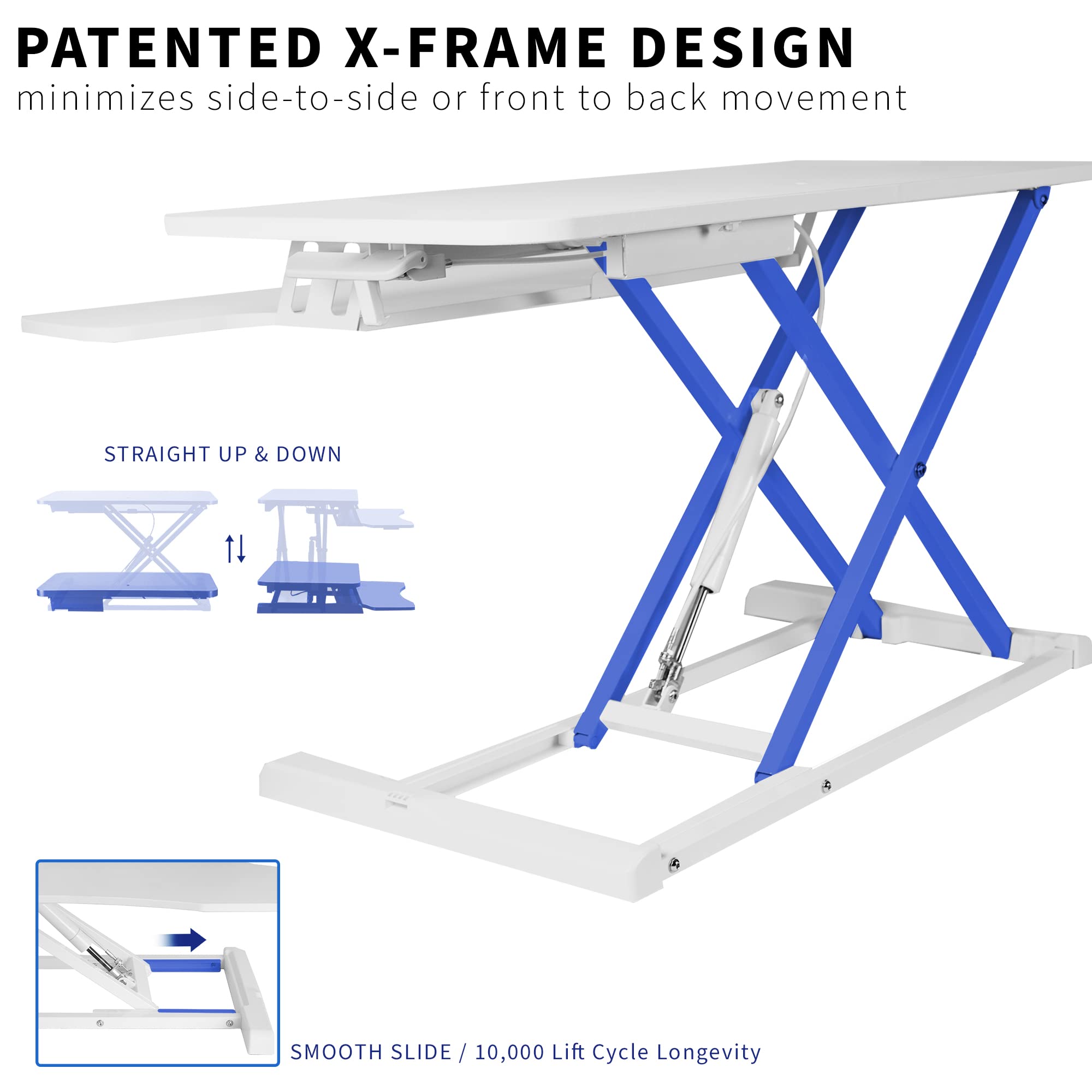 VIVO 32 inch Desk Converter, K Series, Height Adjustable Sit to Stand Riser, Dual Monitor and Laptop Workstation with Wide Keyboard Tray, White, DESK-V000KW