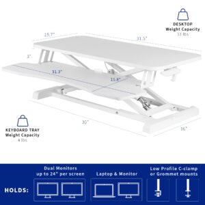 VIVO 32 inch Desk Converter, K Series, Height Adjustable Sit to Stand Riser, Dual Monitor and Laptop Workstation with Wide Keyboard Tray, White, DESK-V000KW