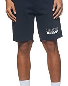 Under Armour Baseline Fleece Basketball Short, Black (001)/White, Medium