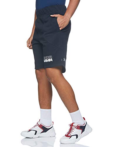 Under Armour Baseline Fleece Basketball Short, Black (001)/White, Medium