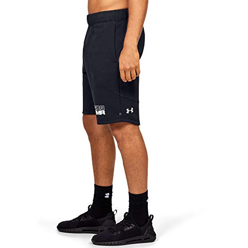 Under Armour Baseline Fleece Basketball Short, Black (001)/White, Medium