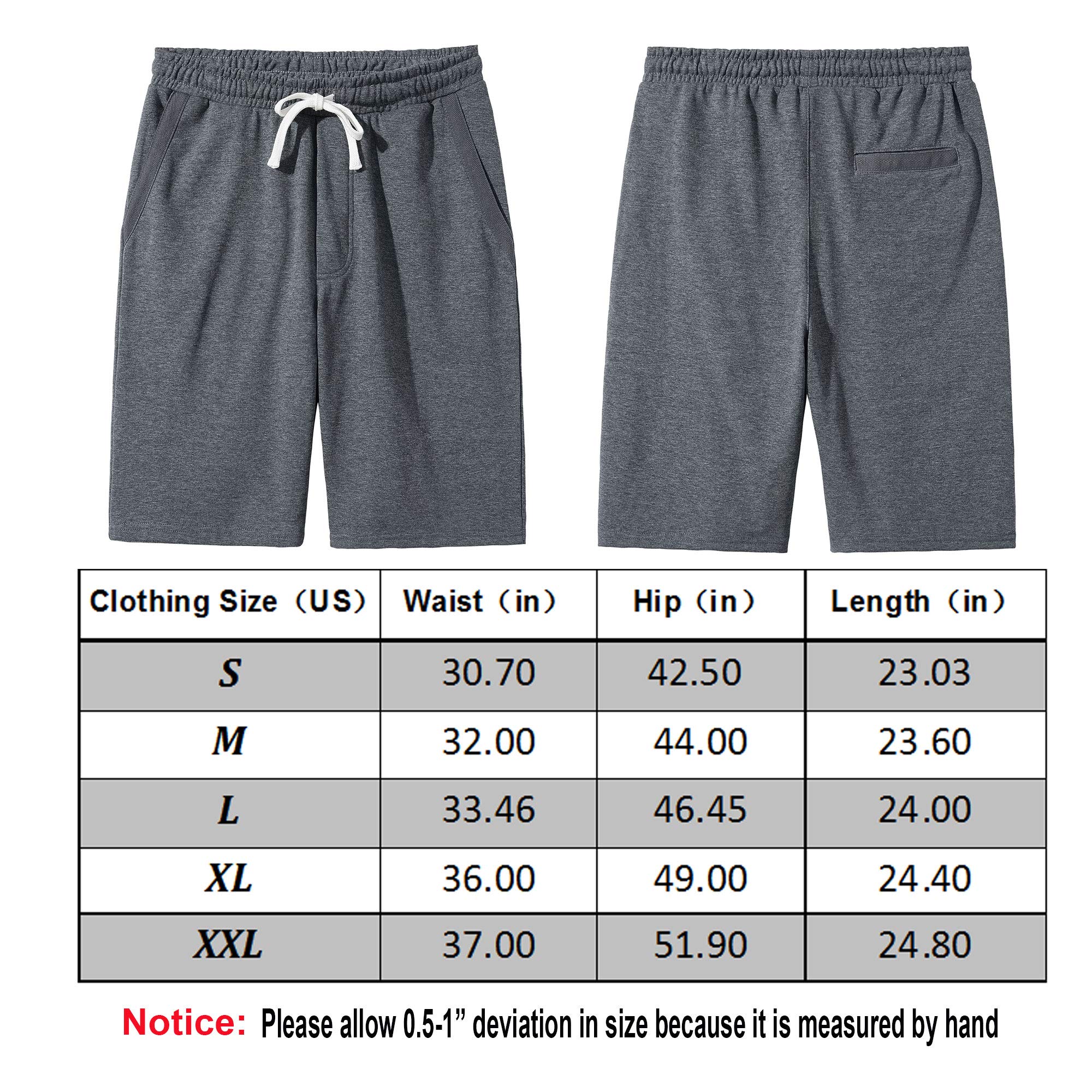 VANCOOG Men's Casual Sport Shorts, Loose Fit and Elastic Waist Workout Training Pants-Grey-XXL