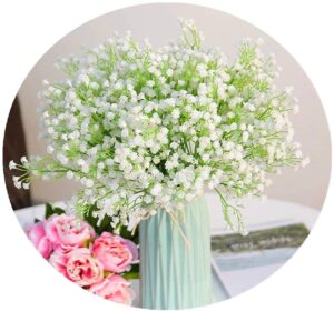 lovenimen artificial gypsophila, baby breath plastic plants fake flowers wedding bridal bouquet party indoor outdoor diy home garden verandah corridor table arrangements decoration - 4 pcs