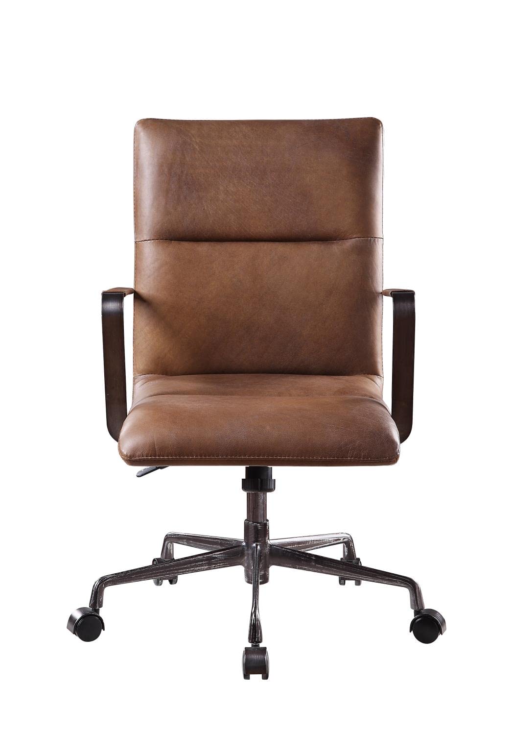 Acme Indra Leather Upholstered Swivel Office Chair in Vintage Chocolate