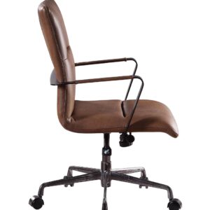 Acme Indra Leather Upholstered Swivel Office Chair in Vintage Chocolate