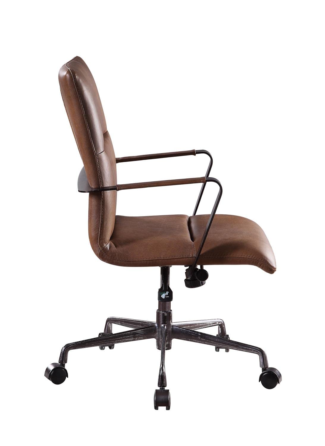 Acme Indra Leather Upholstered Swivel Office Chair in Vintage Chocolate