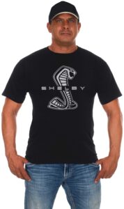 jh design men's shelby cobra t-shirt black crew neck short sleeve shirt (large, black)